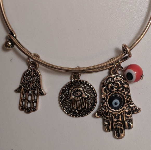 Jewelry | Hamsa Bracelet Gold Oxodized With Red Evil Eye | Poshmark